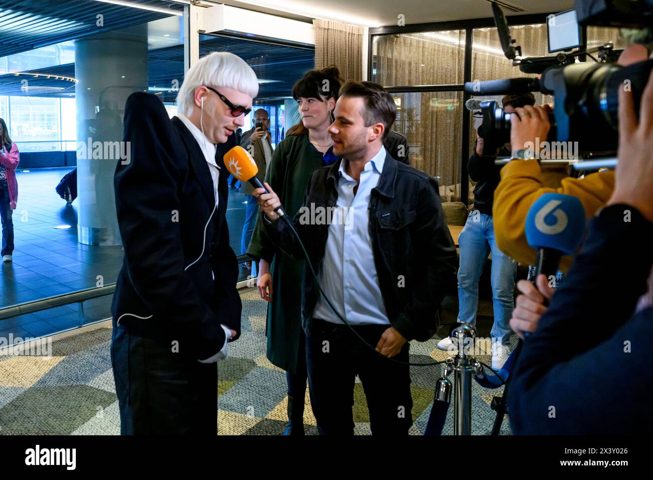 Schiphol, the Netherlands, 29-04-2024 Dutch Eurovision entry departs ...