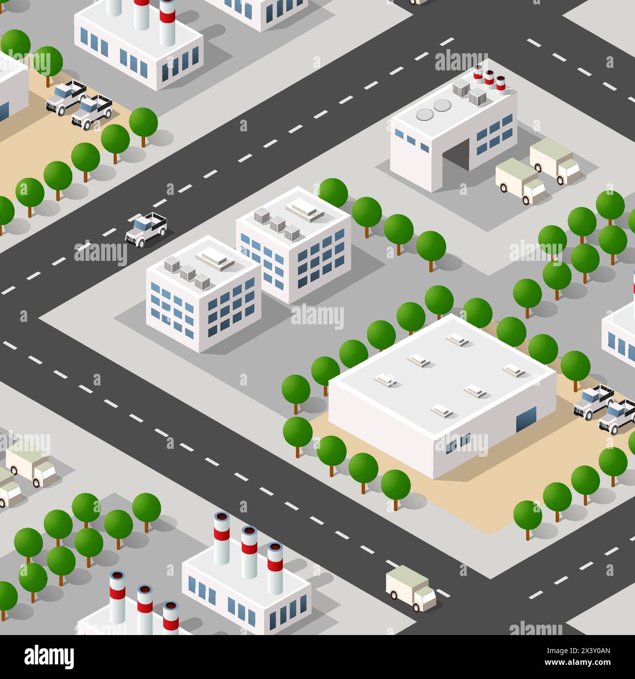 Isometric 3D city module industrial urban factory which includes ...