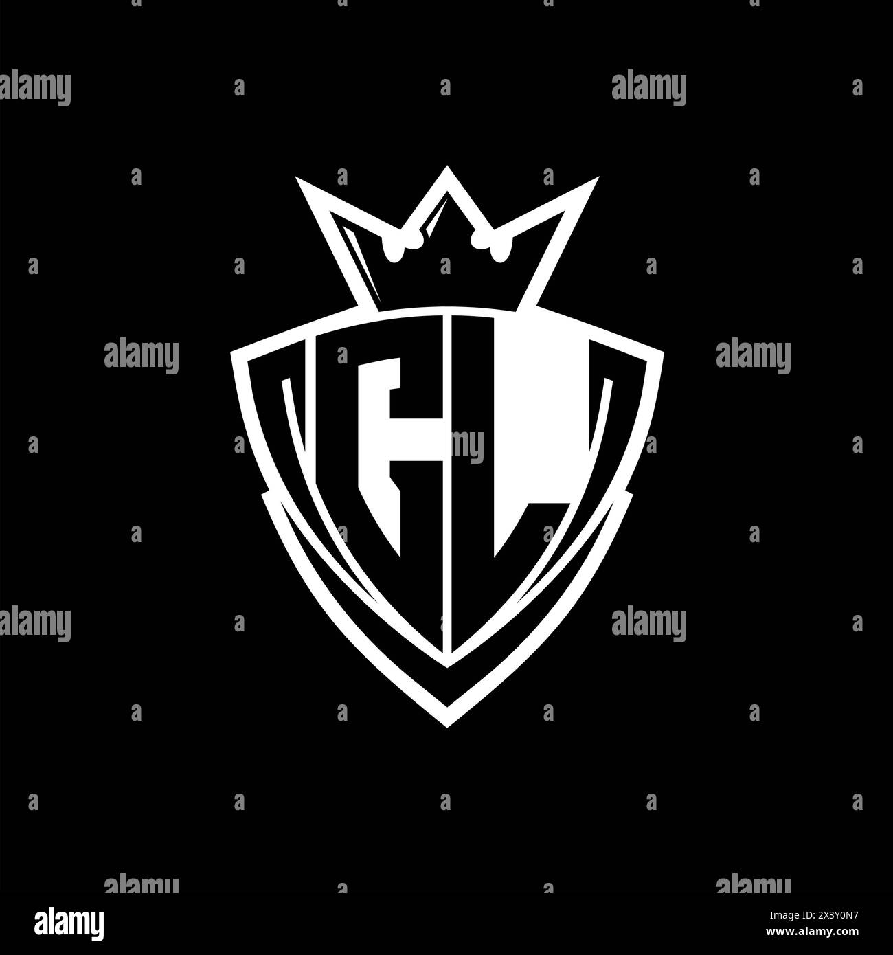 CL Bold letter logo with sharp triangle shield shape with crown inside ...