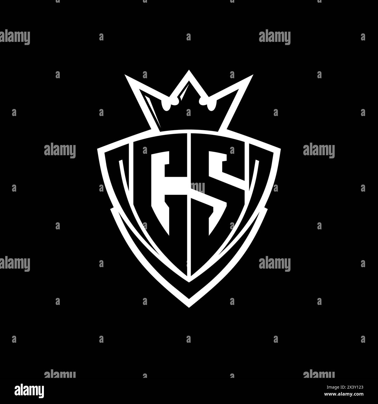 CS Bold letter logo with sharp triangle shield shape with crown inside ...