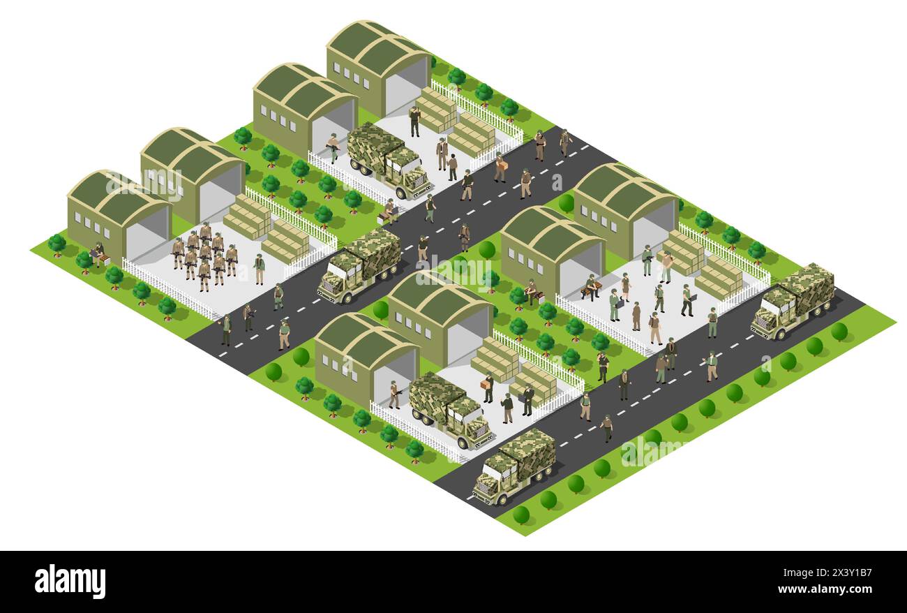 Module object element for building design army armed troop isometric ...