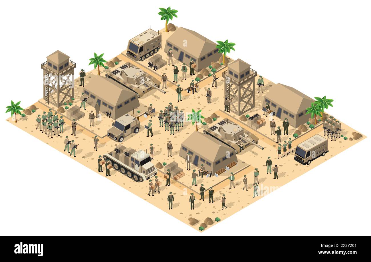 Module object element for building design army armed troop isometric ...