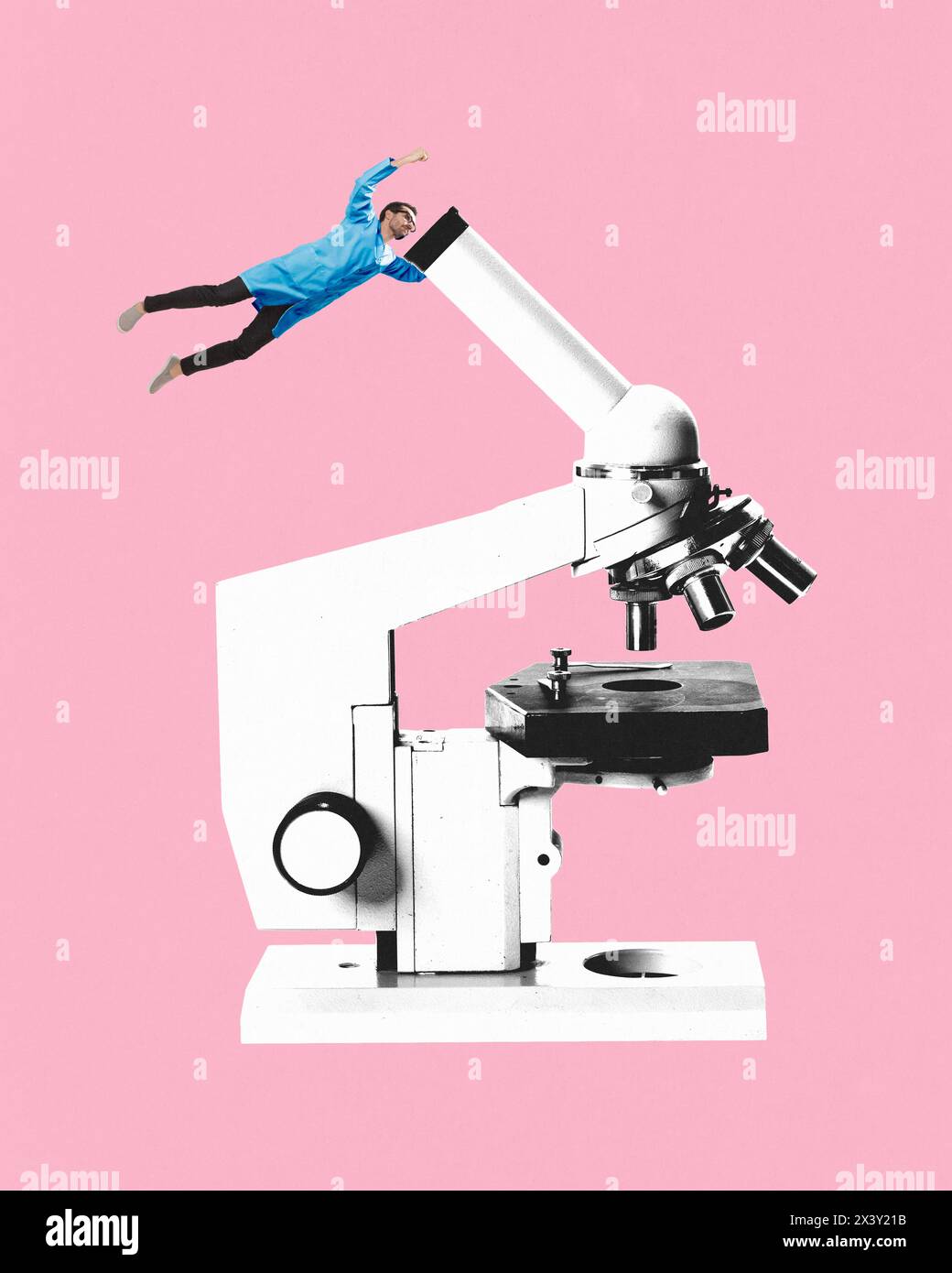 Contemporary art collage. Professional chemist doing scientific ...
