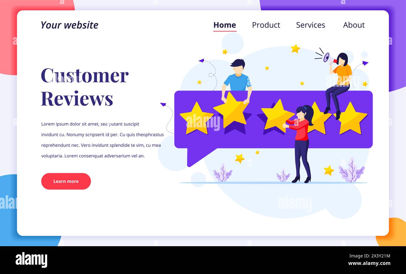 Landing page design concept of Customer reviews concept, People giving ...