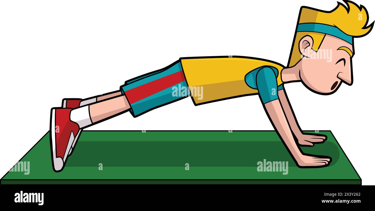 Man doing push ups vector cartoon clip art Stock Vector Image & Art - Alamy