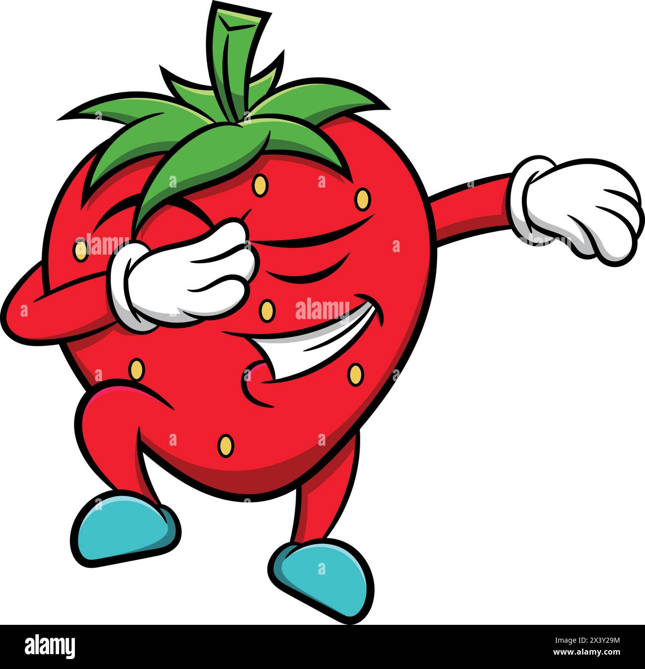 Dabbing strawberry character vector cartoon clip art Stock Vector Image ...