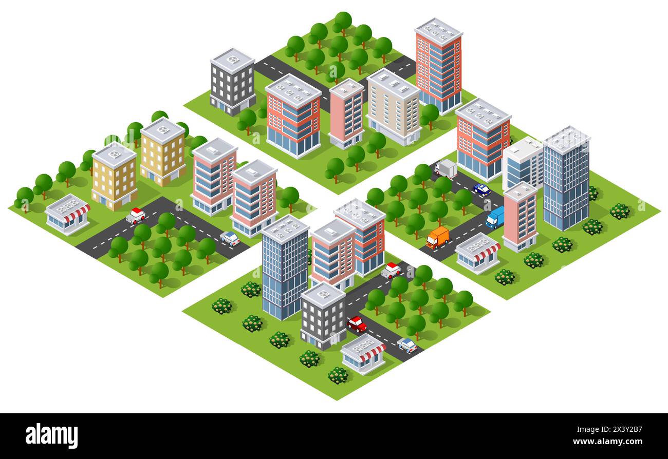 The city's lifestyle scene 3d illustrations on urban themes with houses ...