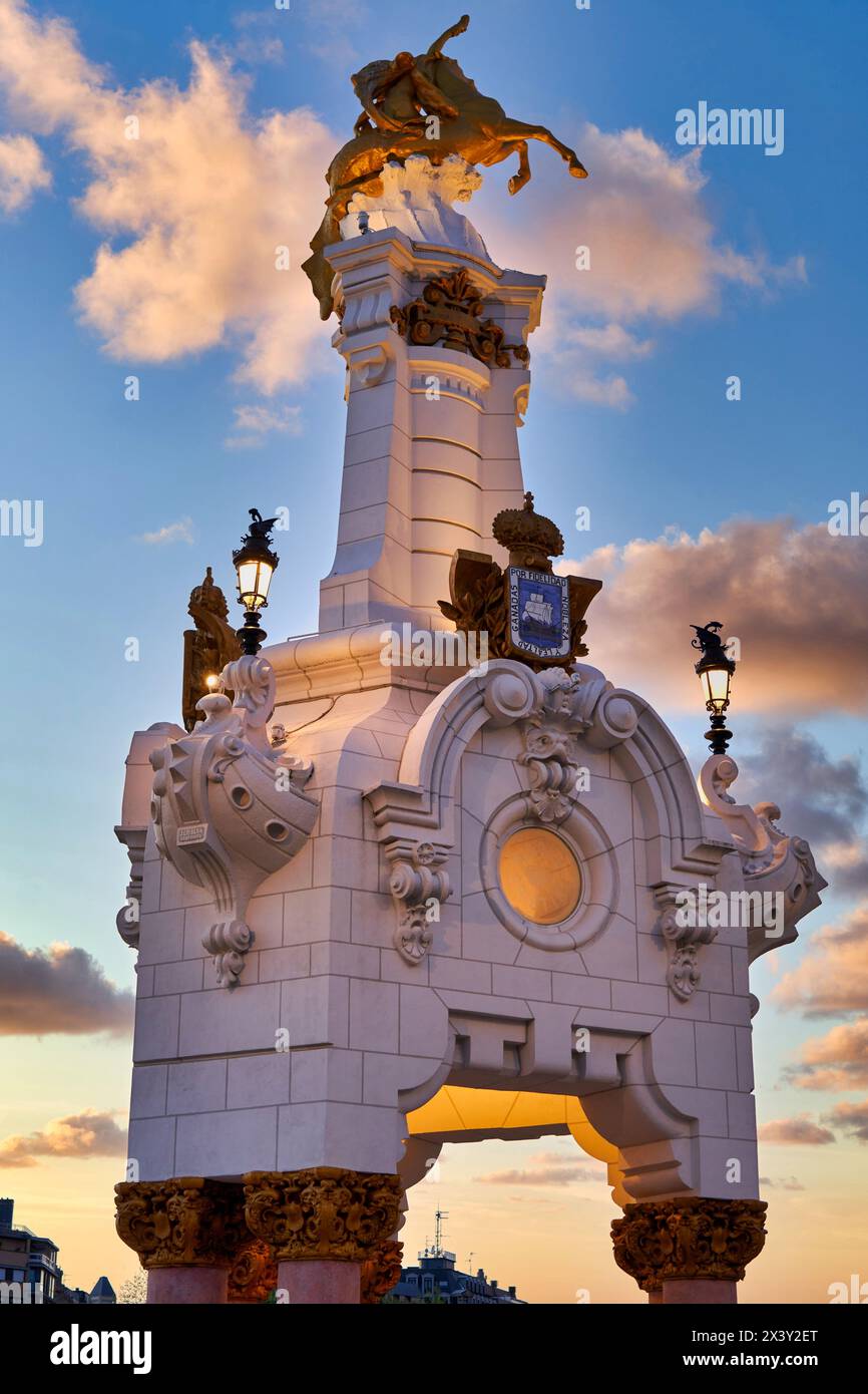 Maria Cristina Bridge elegant structure crossing over the River Urumea ...