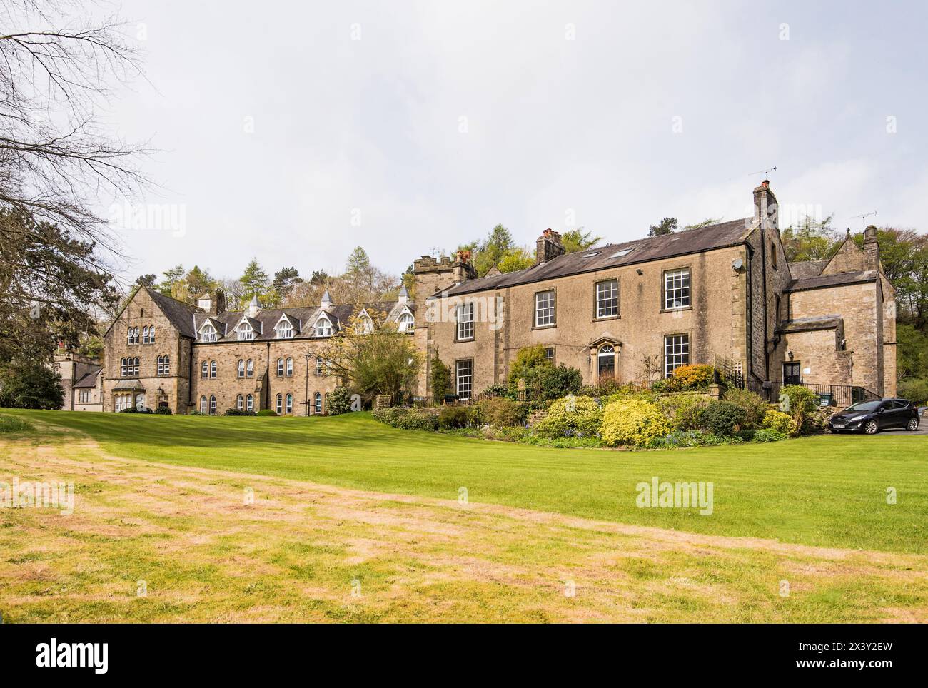 Giggleswick Public School buildings are a prominent feature in a quiet ...