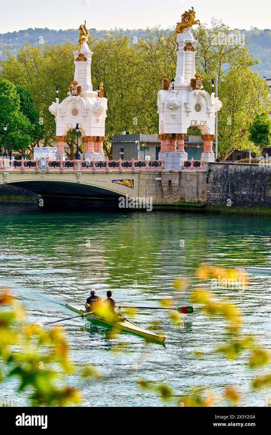 Maria Cristina Bridge elegant structure crossing over the River Urumea ...