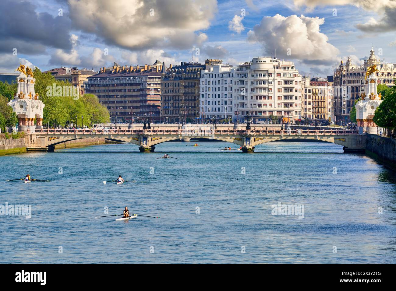 Maria Cristina Bridge elegant structure crossing over the River Urumea ...