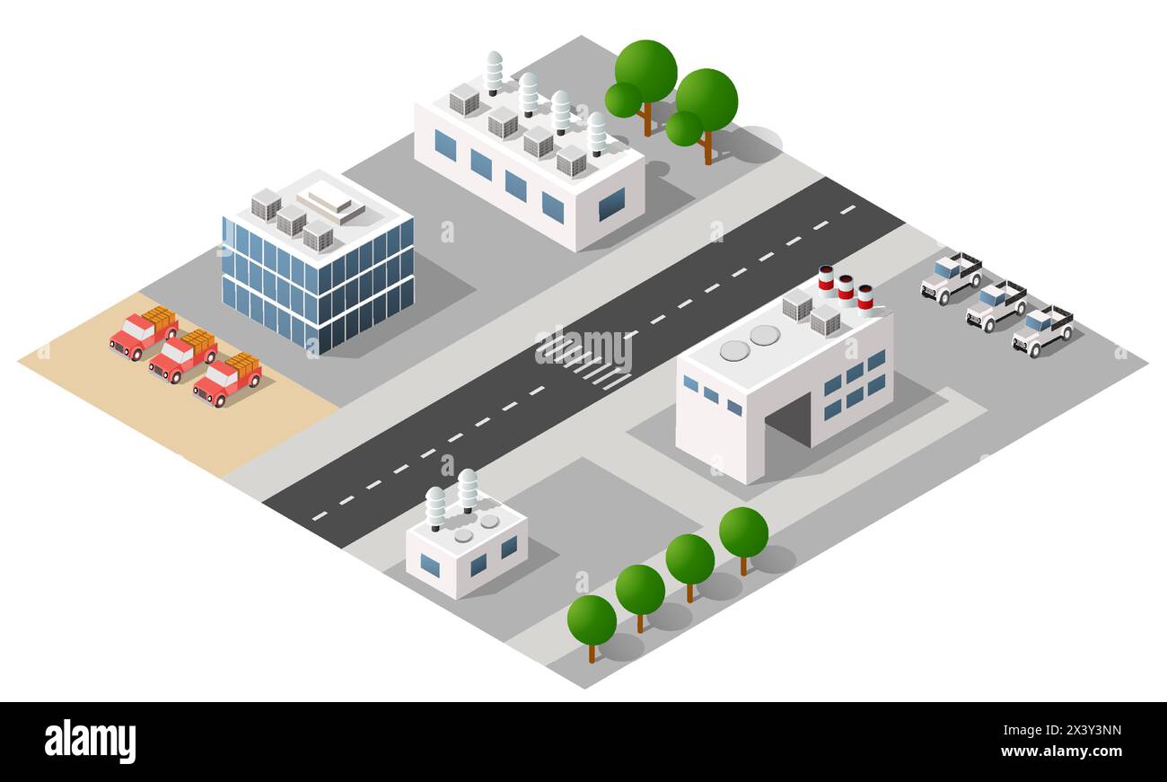 Isometric 3D city module industrial urban factory which includes ...