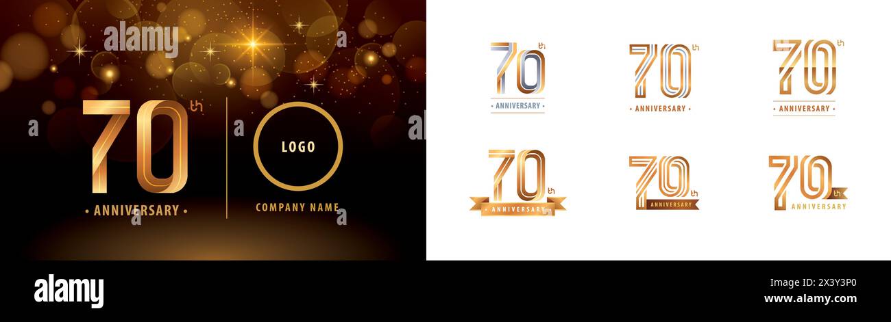 Set of 70th Anniversary logotype design, Seventy years Celebrate ...