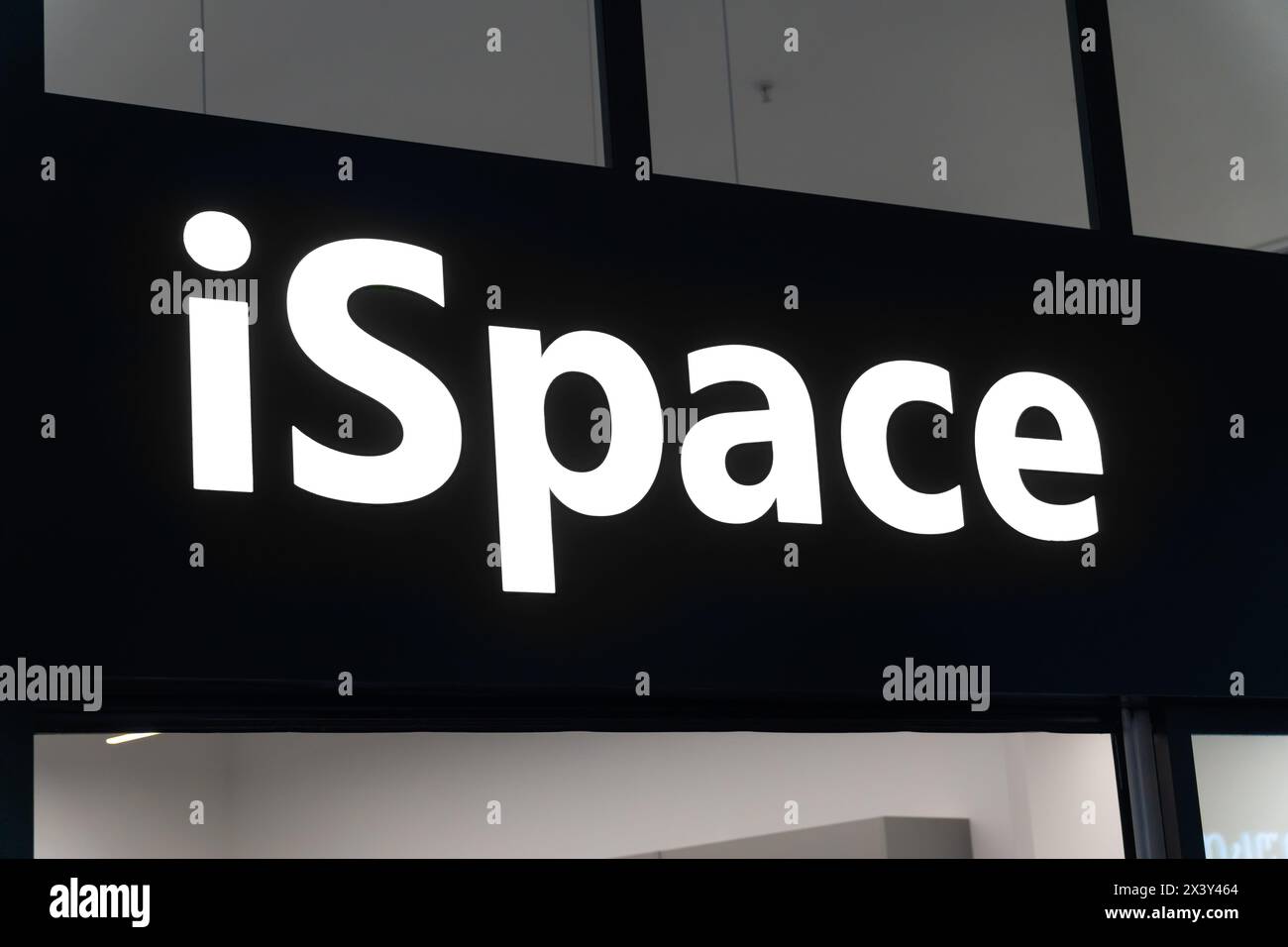 Batumi, Georgia - January 25 2024: Shop window in shopping mall with iSpace trademark logo ...