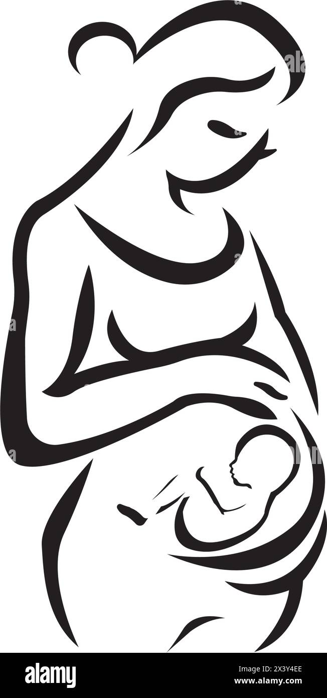 Pregnant mother and fetus icon logo, vector design illustration Stock ...