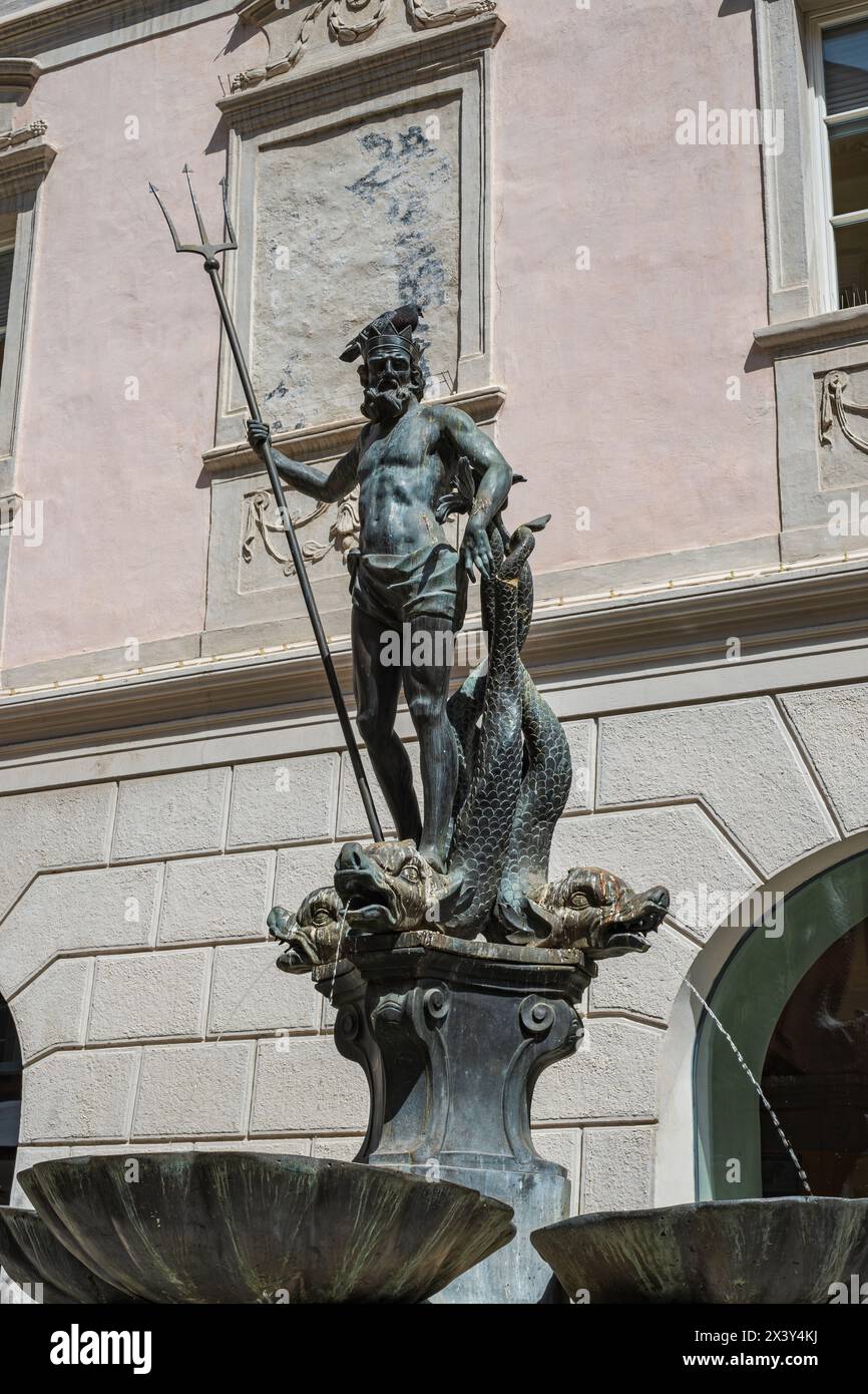 The Neptune Fountain at the Fruit Market in the historic Old Town of ...