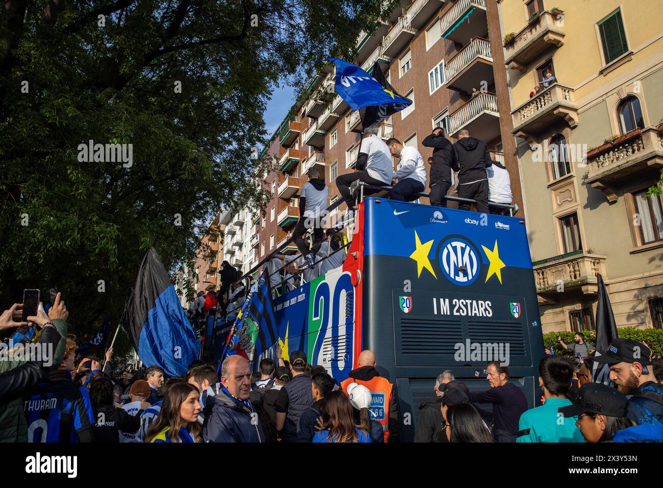 Milan, Italy - april 28 2024 - F.C. Internazionale city bus tour for ...