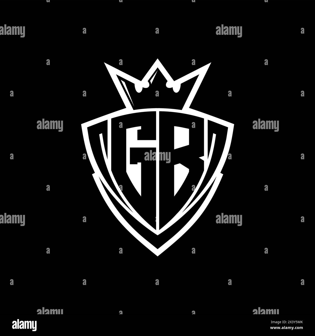 GB Bold letter logo with sharp triangle shield shape with crown inside ...
