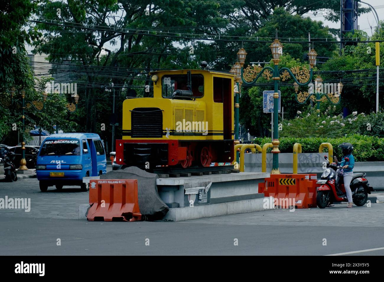The train statue in the middle of Malang city Stock Photo - Alamy