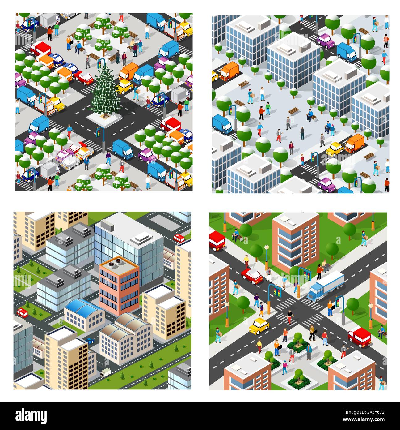 Isometric set of blocks module of areas of the city construction and ...