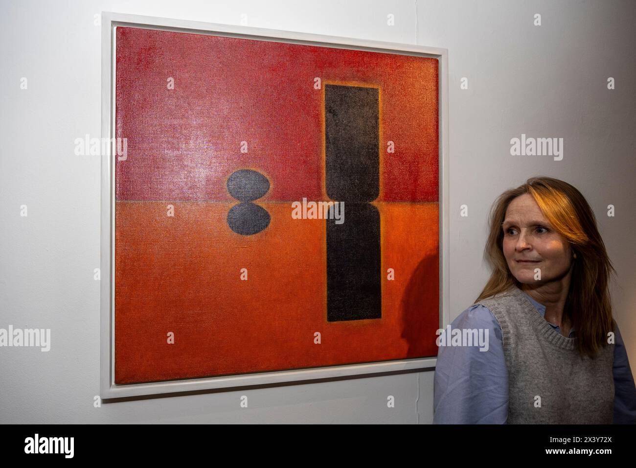 London, UK. 29 April 2024. Artist Emma Alcock with her work 'Reflection ...