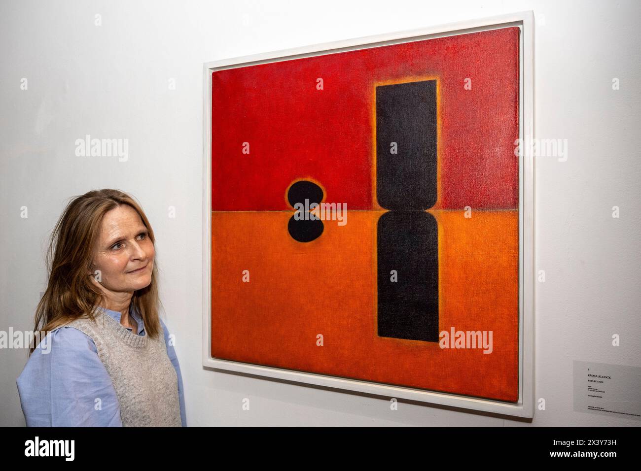 London, UK. 29 April 2024. Artist Emma Alcock with her work 'Reflection ...