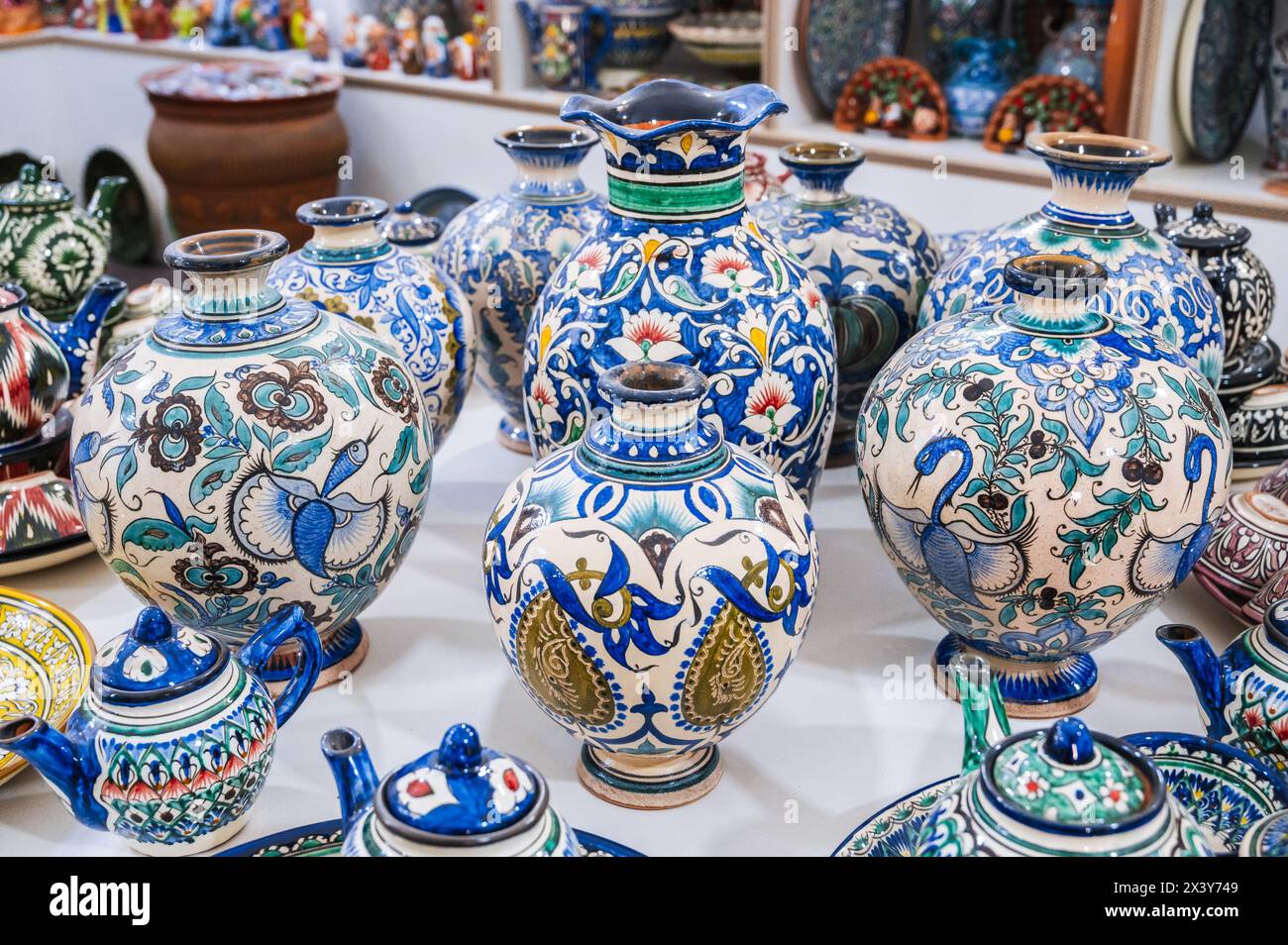 asian Uzbek handmade ceramic vases with hand-painted traditional ...