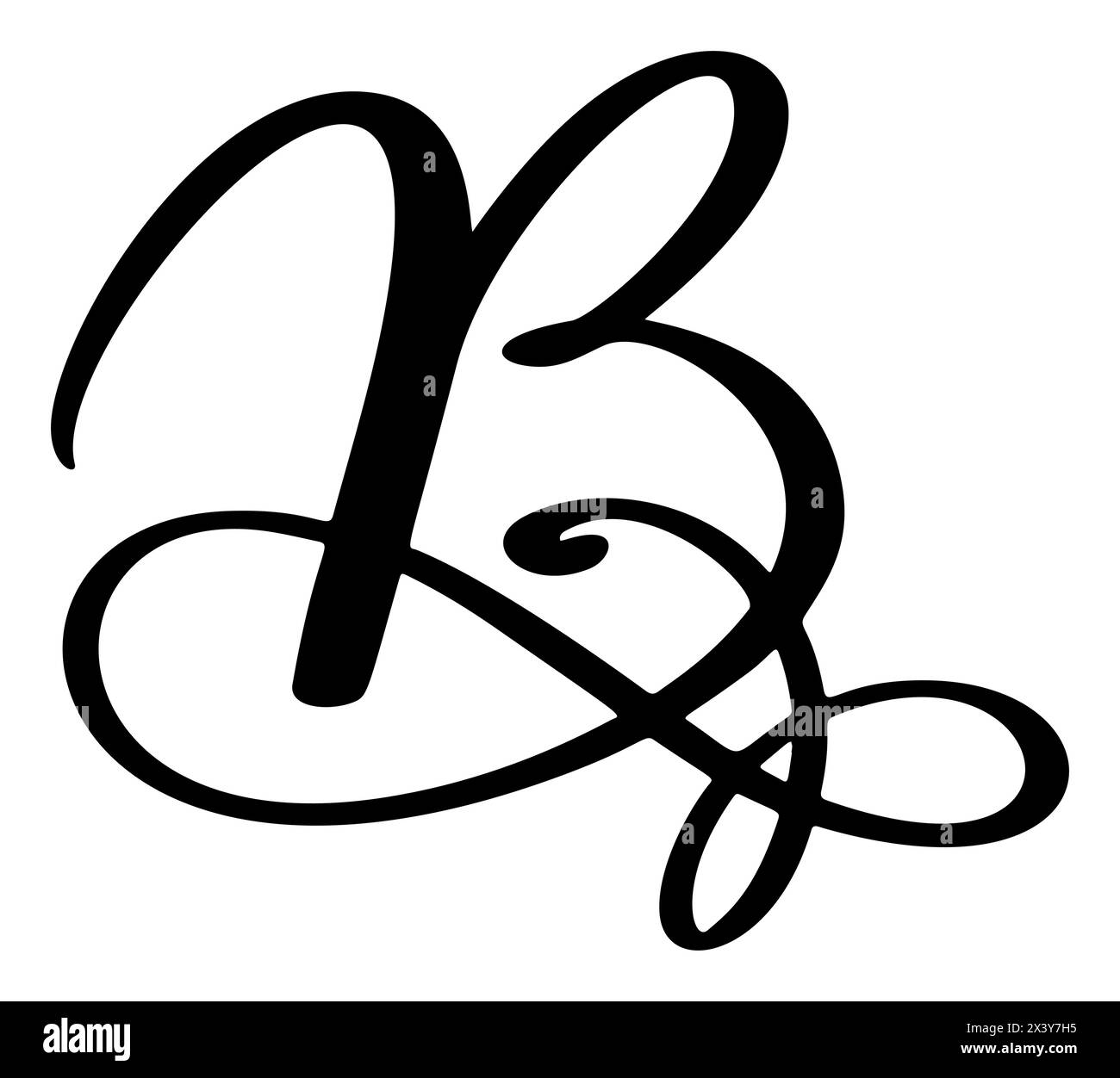 Hand drawn vector calligraphy letter B. Script font italic logo ...