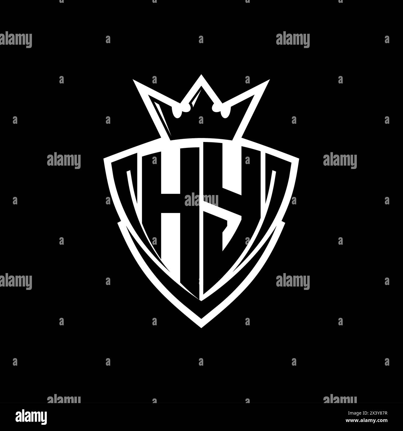 HY Bold letter logo with sharp triangle shield shape with crown inside ...