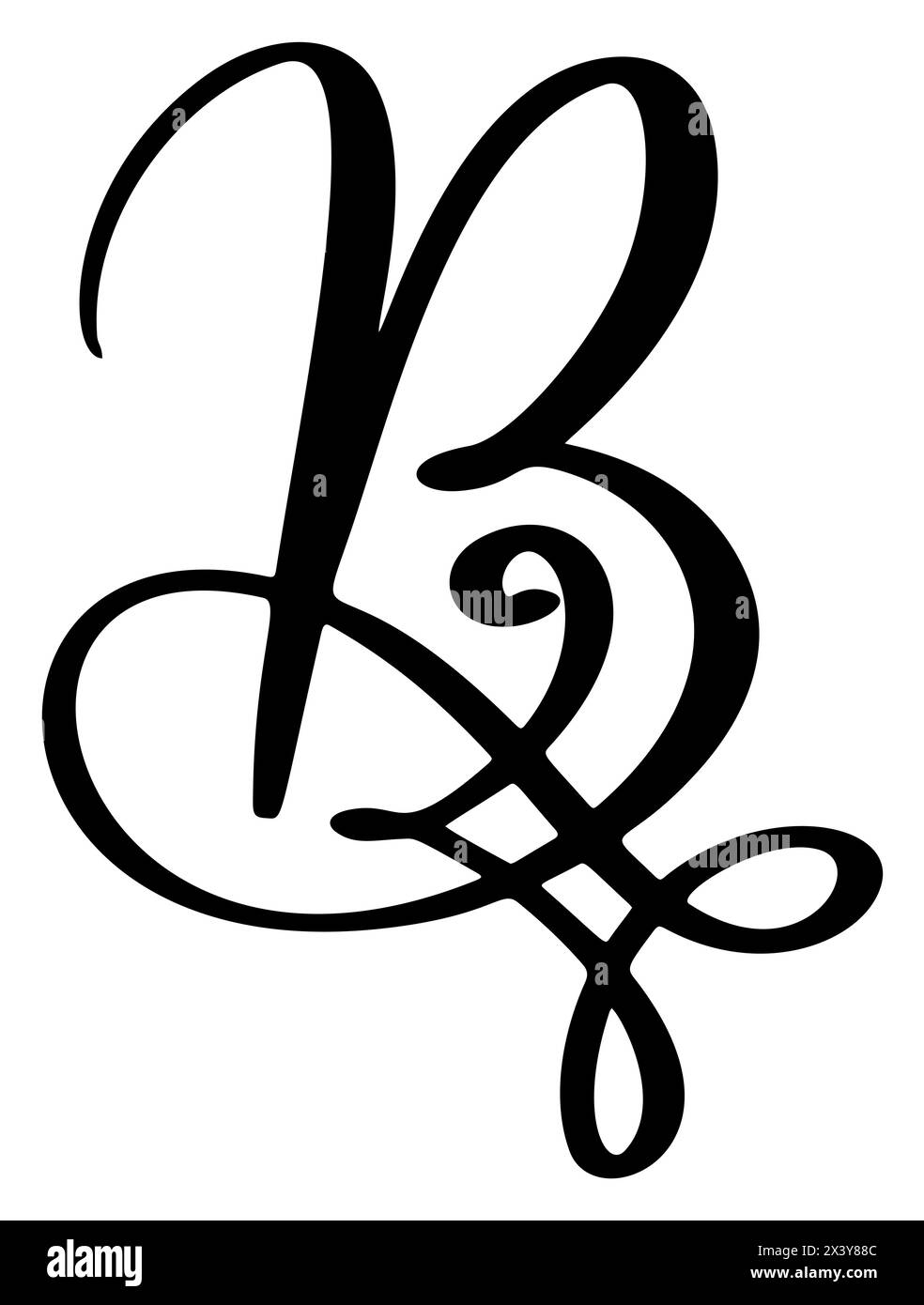 Hand drawn vector calligraphy letter B. Script font logo. Handwritten ...