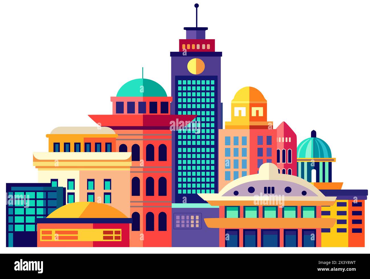 Building vector set illustrations of a color silhouette of city ...