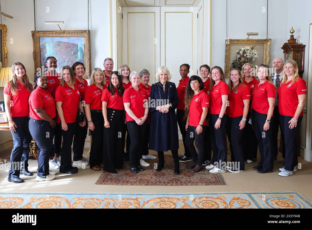 Queen Camilla with members of Maiden Yachting Crew past and present as ...