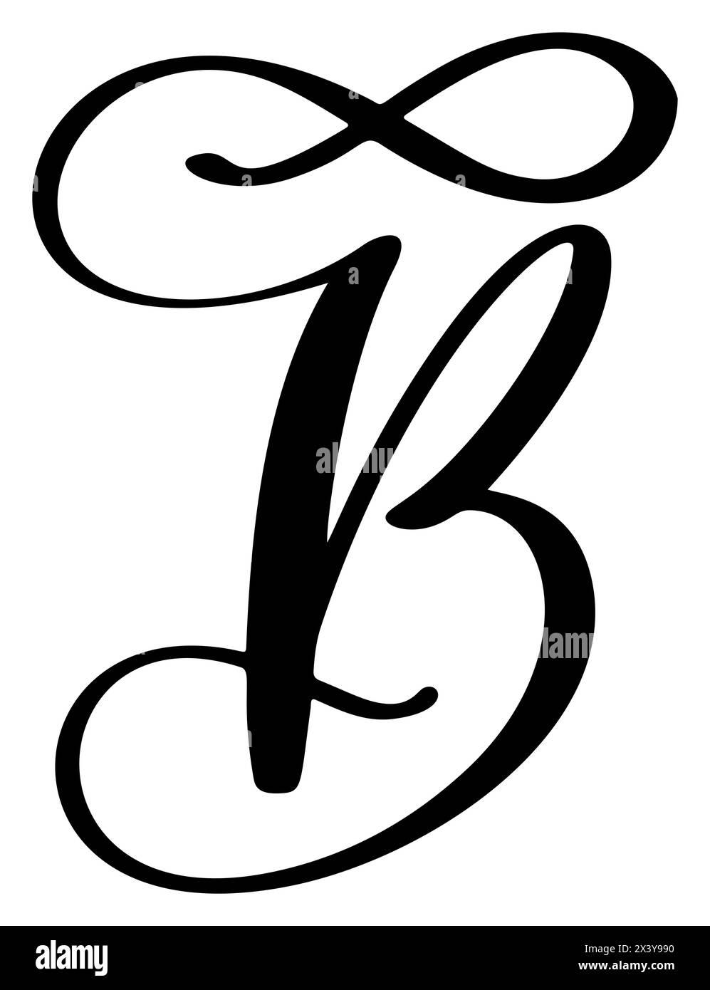 Hand drawn vector calligraphy letter B. Script font logo. Handwritten ...