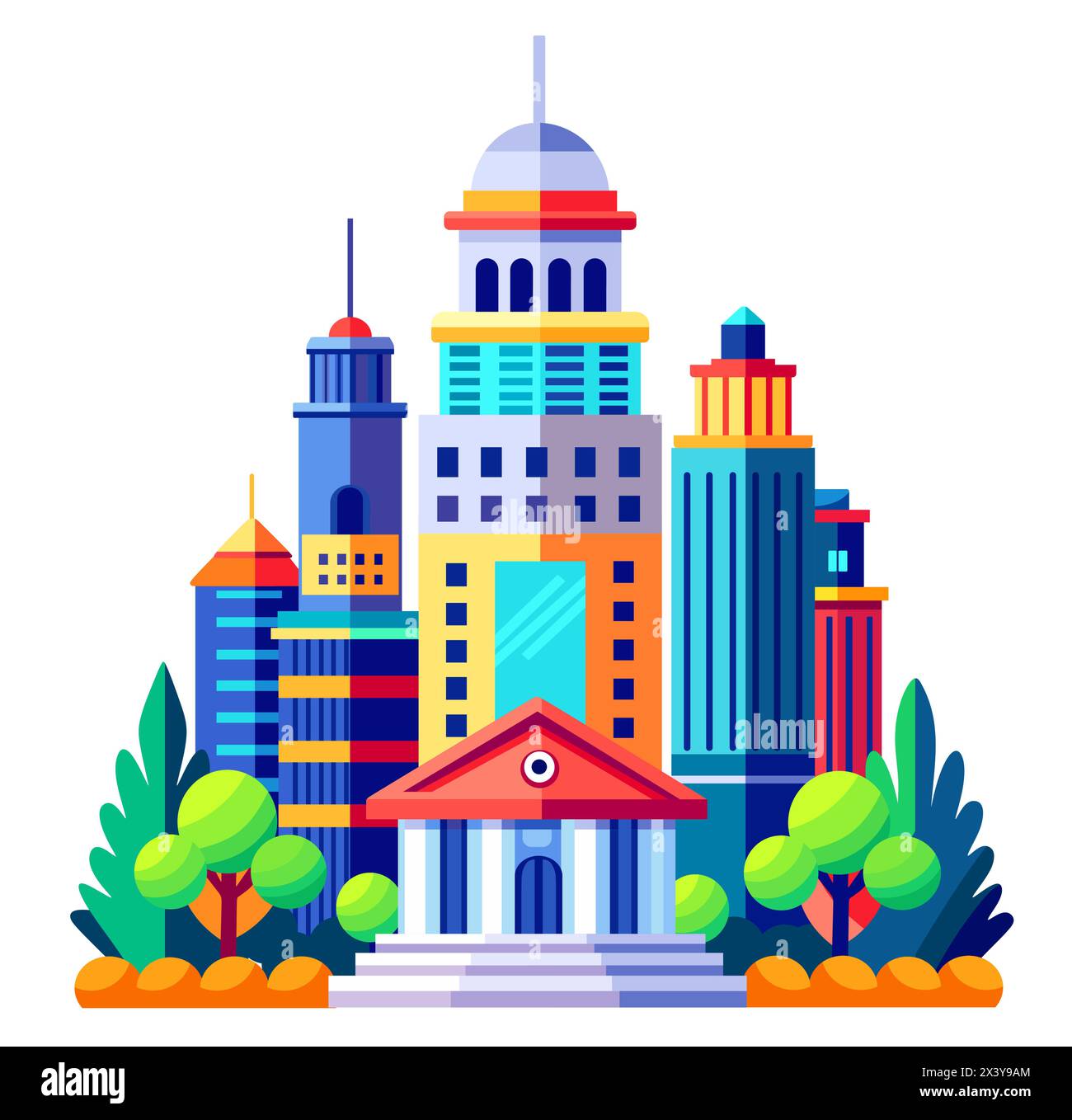 Building vector set illustrations of a color silhouette of city ...