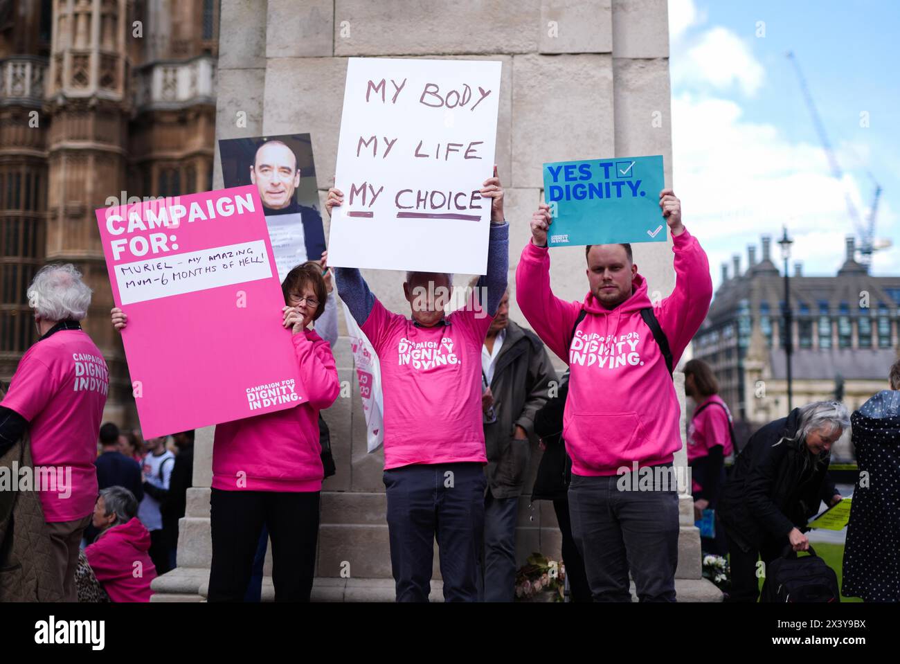 Campaigners protest outside Parliament in Westminster, London, ahead of ...