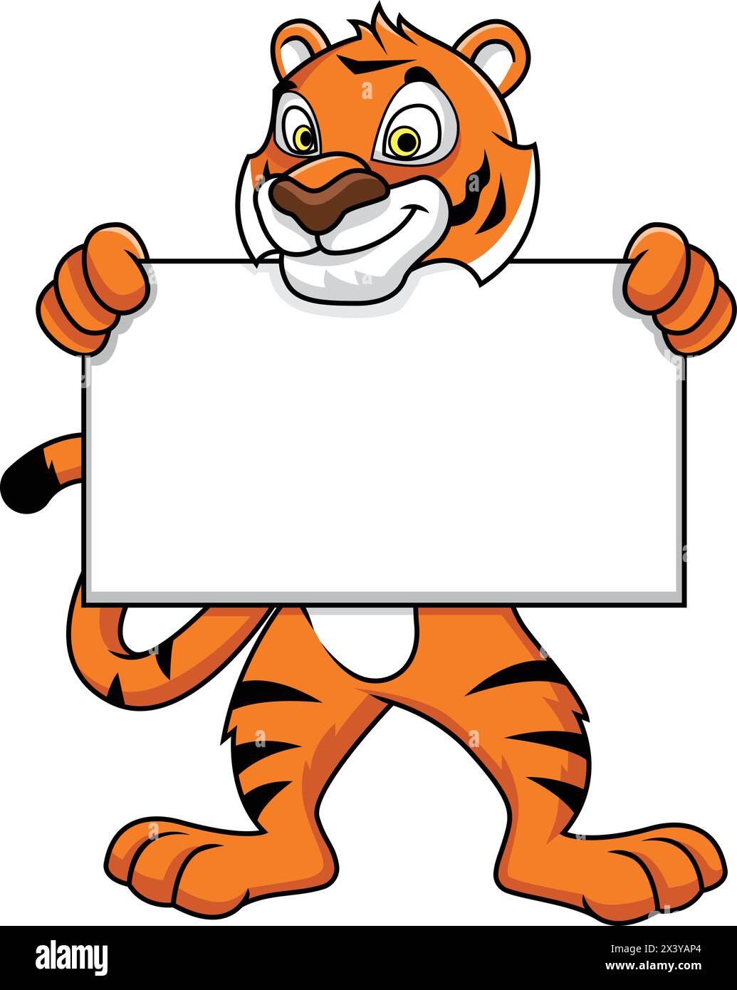 Tiger mascot holding a blank sign vector cartoon clip art Stock Vector ...