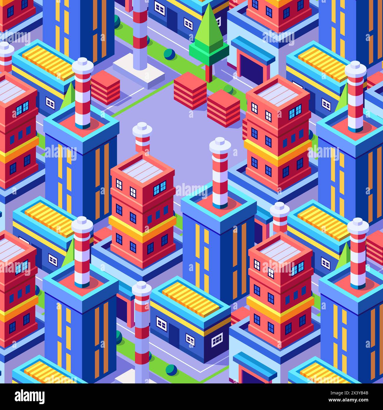 A Buildings isometric industry factory game asset art style 3D cityscape view of the top of the ...