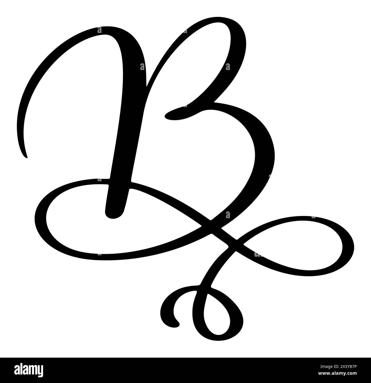 Vector calligraphy hand drawn letter B logo. Script font. Handwritten ...
