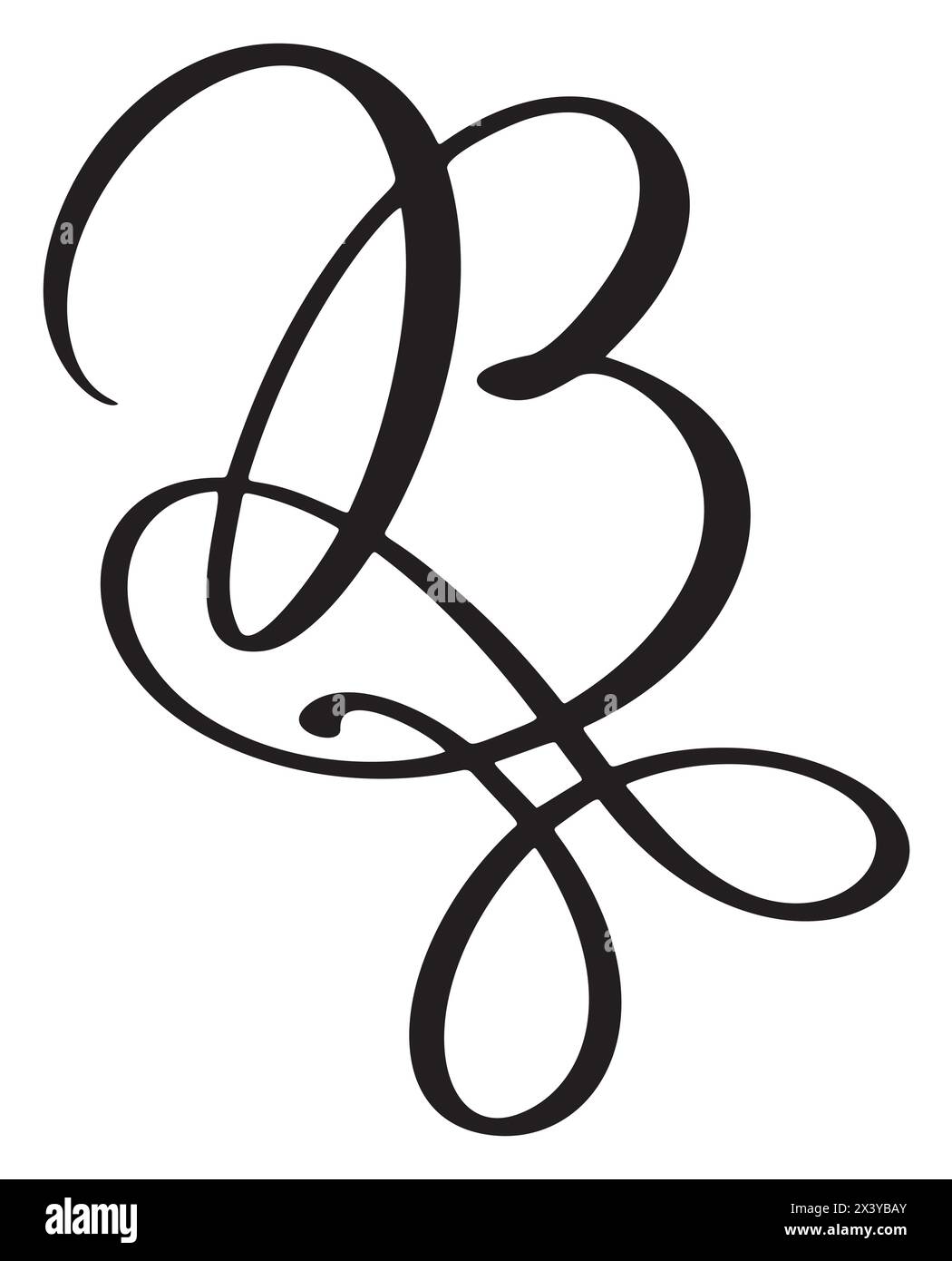 Hand drawn vector calligraphy letter B. Script font logo. Handwritten ...