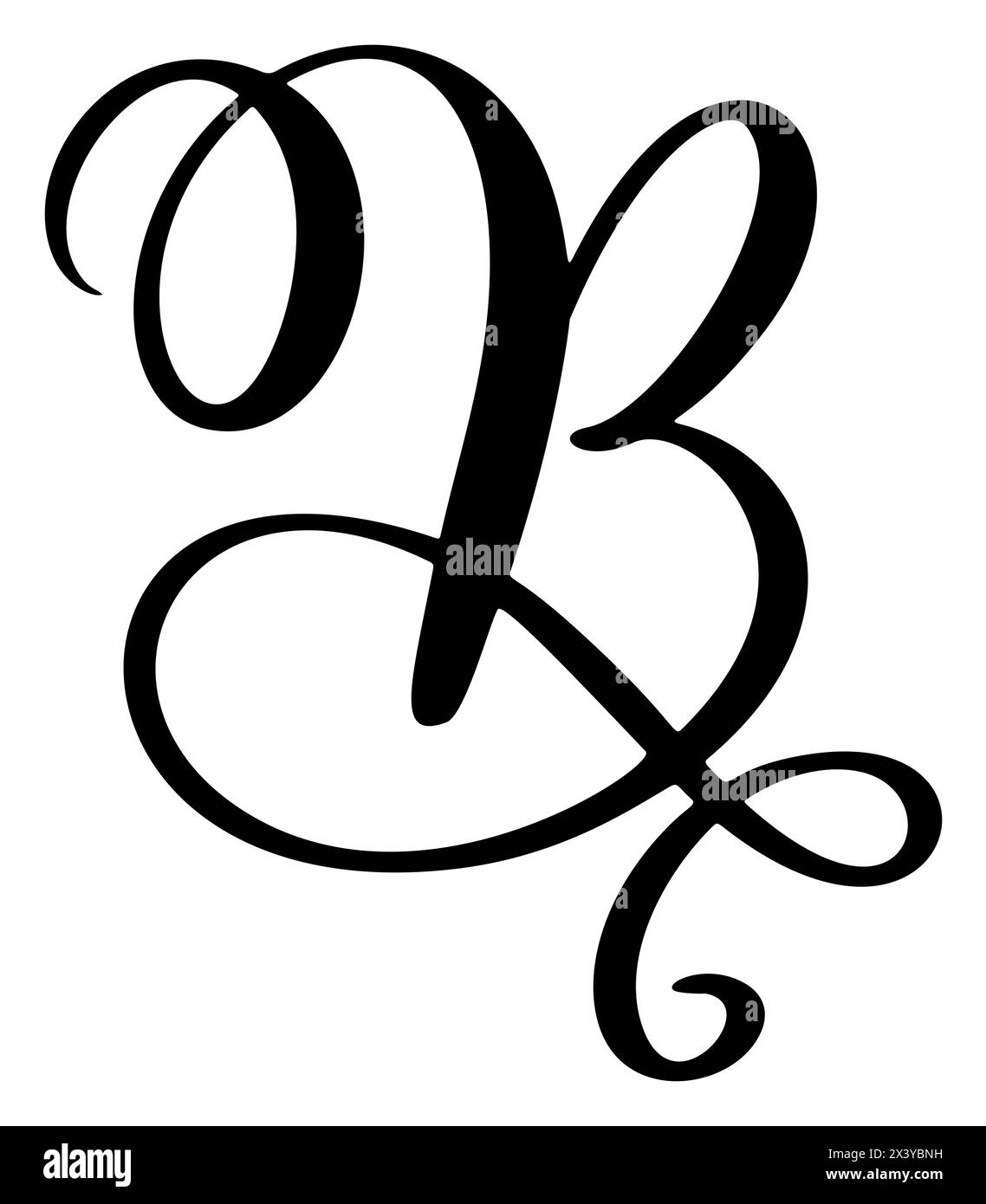 Hand drawn vector calligraphy letter B. Script logo font. Handwritten ...