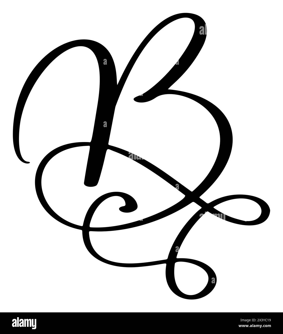 Hand drawn vector calligraphy letter B. Script logo font. Handwritten ...