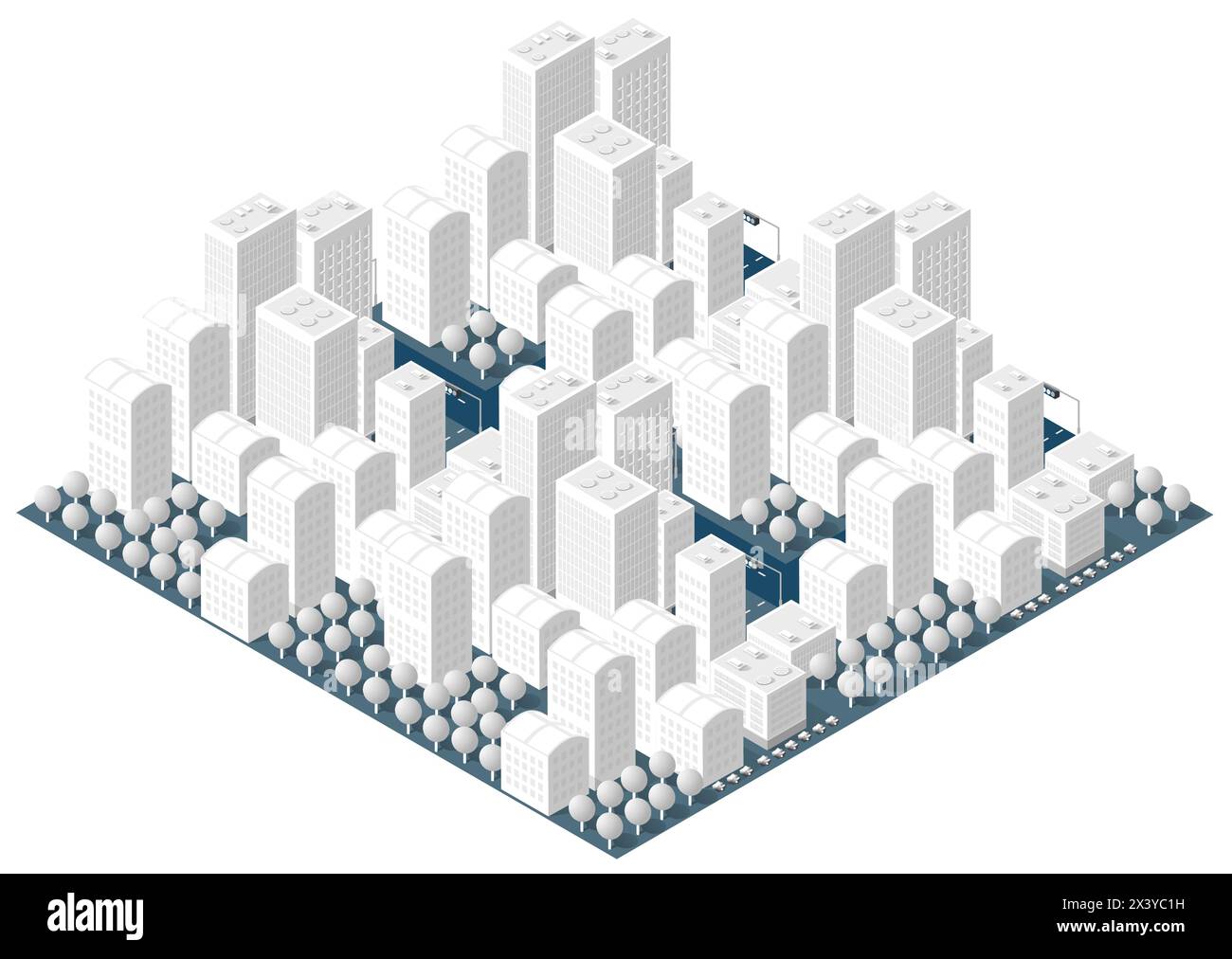 Isometric 3d illustration park trees forest nature elements white ...