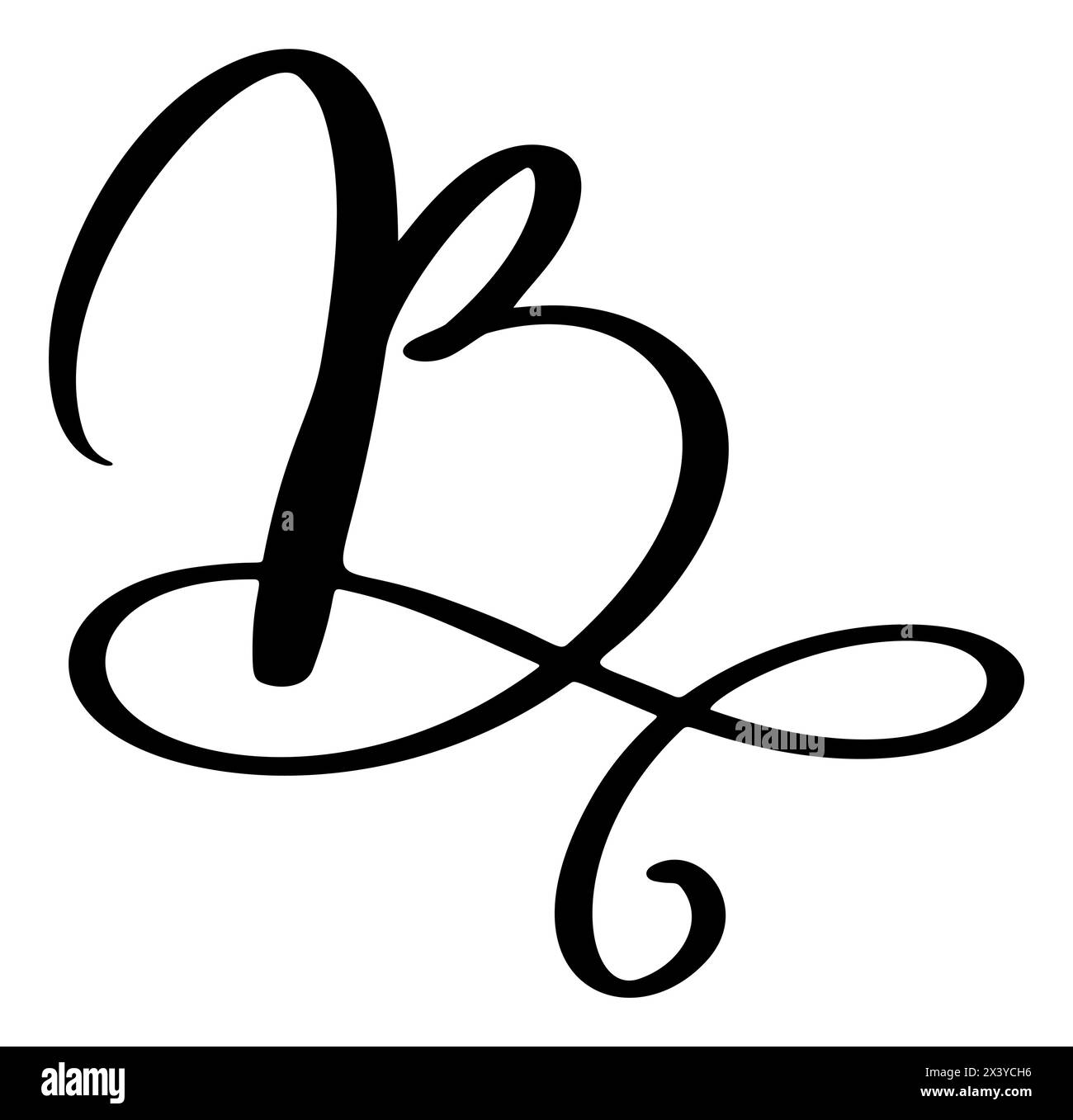 Vector calligraphy hand drawn letter B. Script font logo icon ...