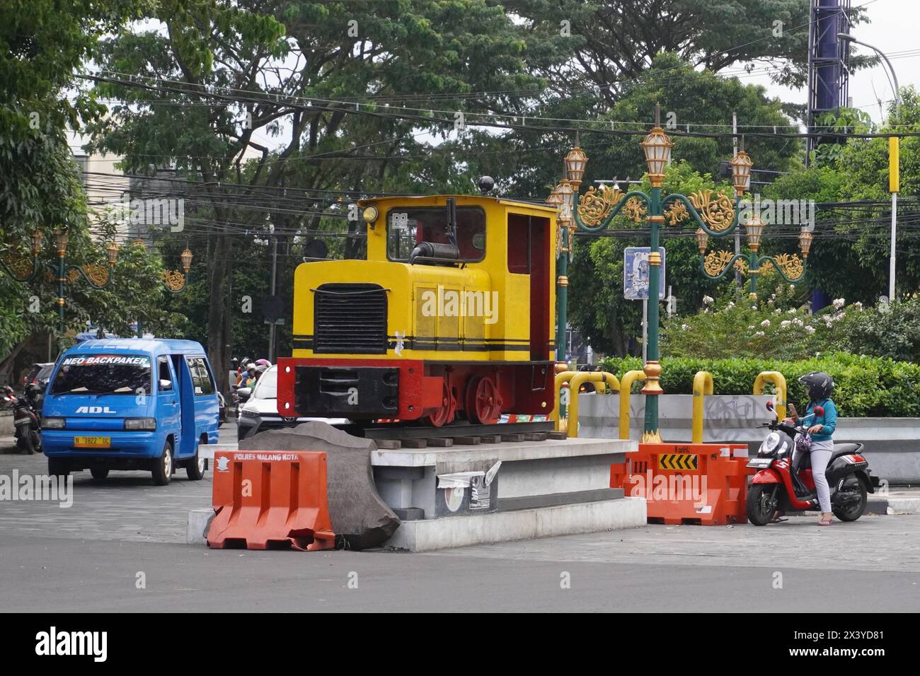 The train statue in the middle of Malang city Stock Photo - Alamy