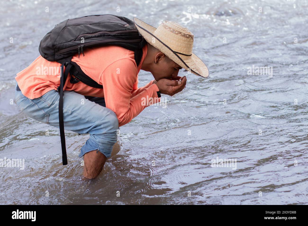 Indian drinking from lake hi-res stock photography and images - Alamy