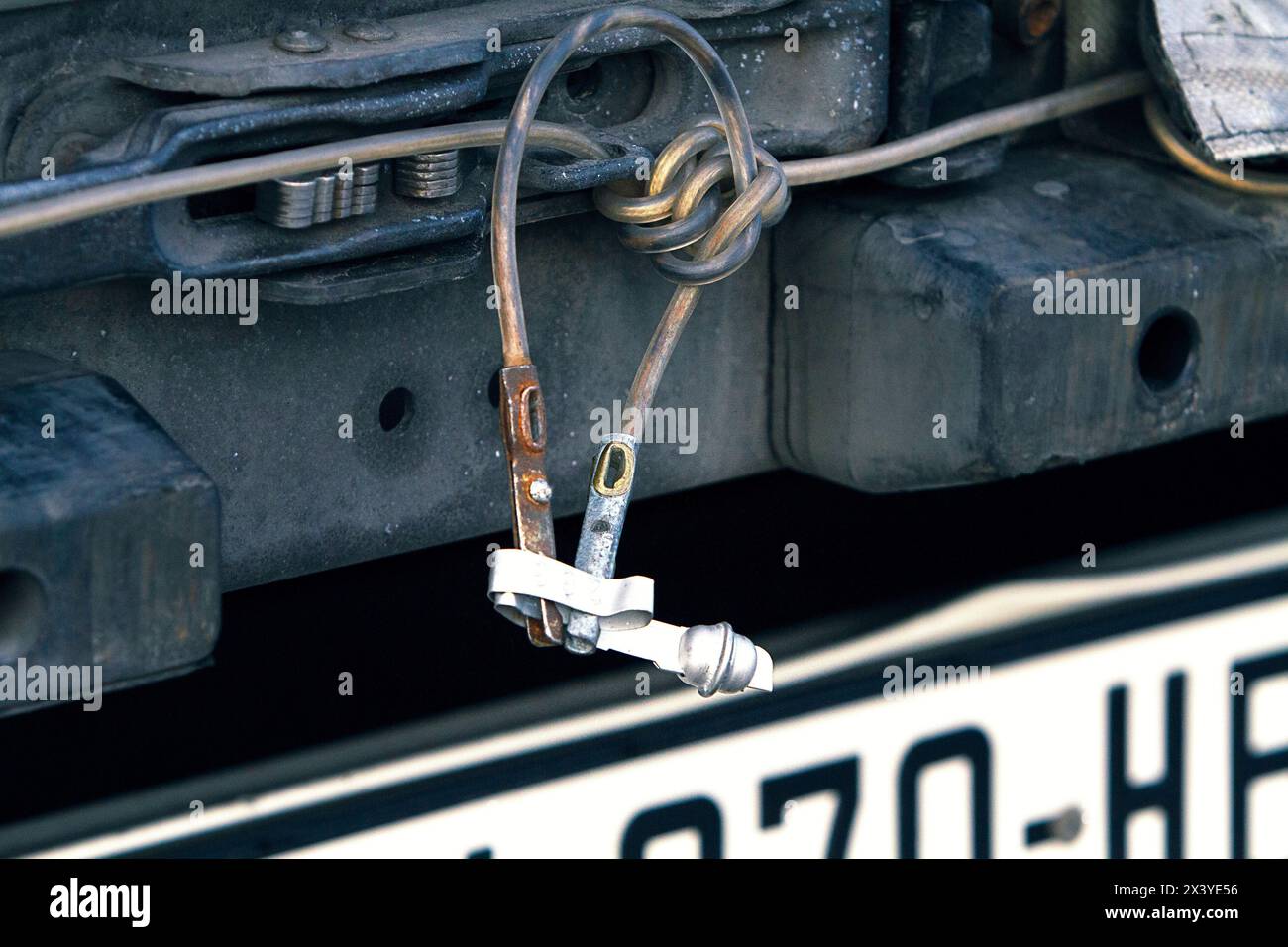 Security seals on a lorry trailer bound for the UK Stock Photo - Alamy