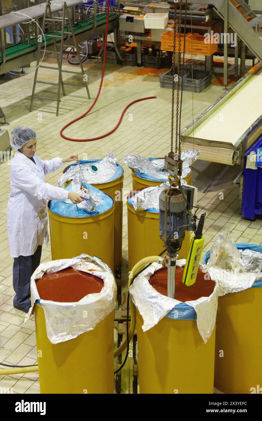 Production line of canned vegetables and beans in glass bottle, Cooked ...