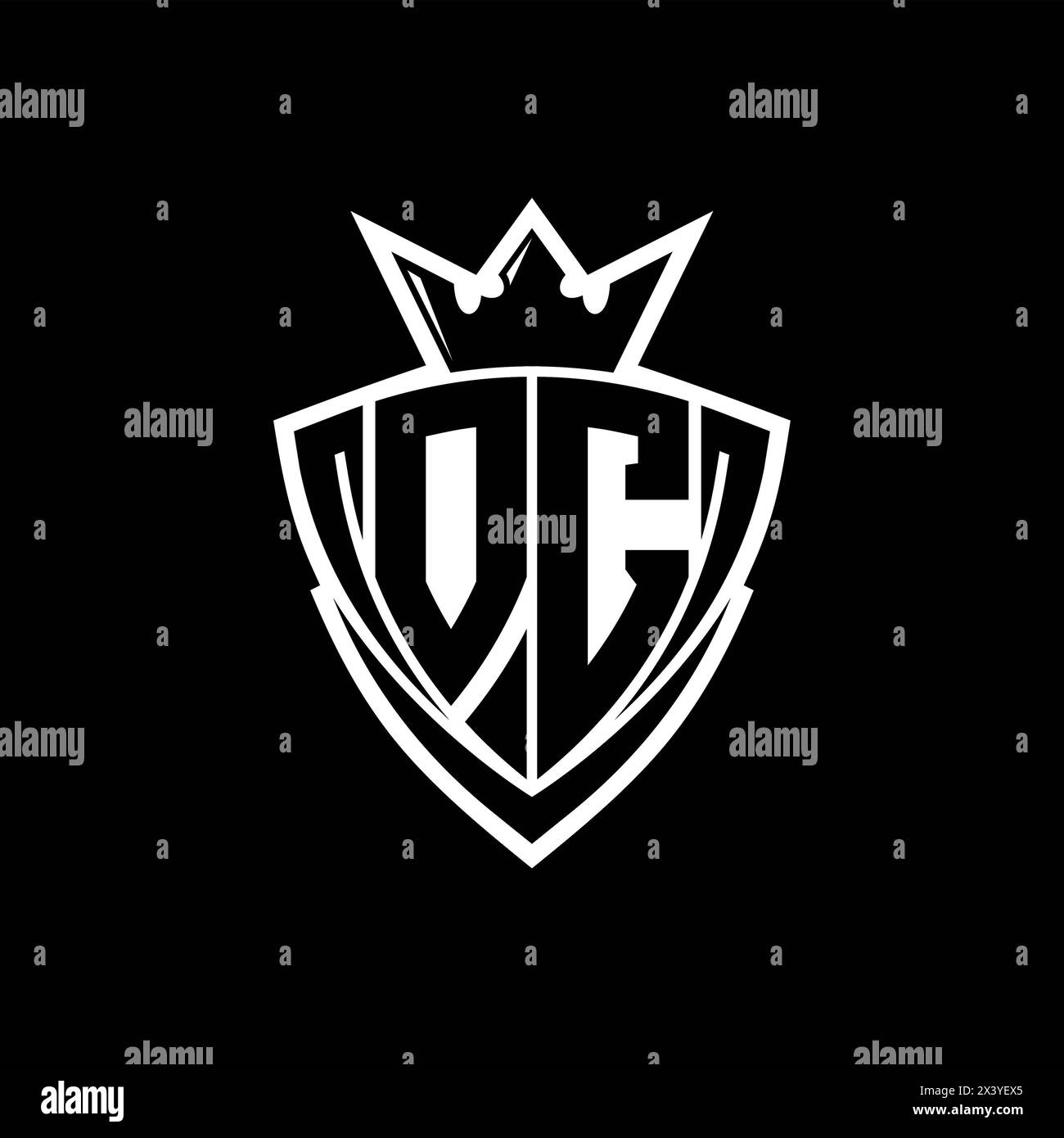 OC Bold letter logo with sharp triangle shield shape with crown inside ...