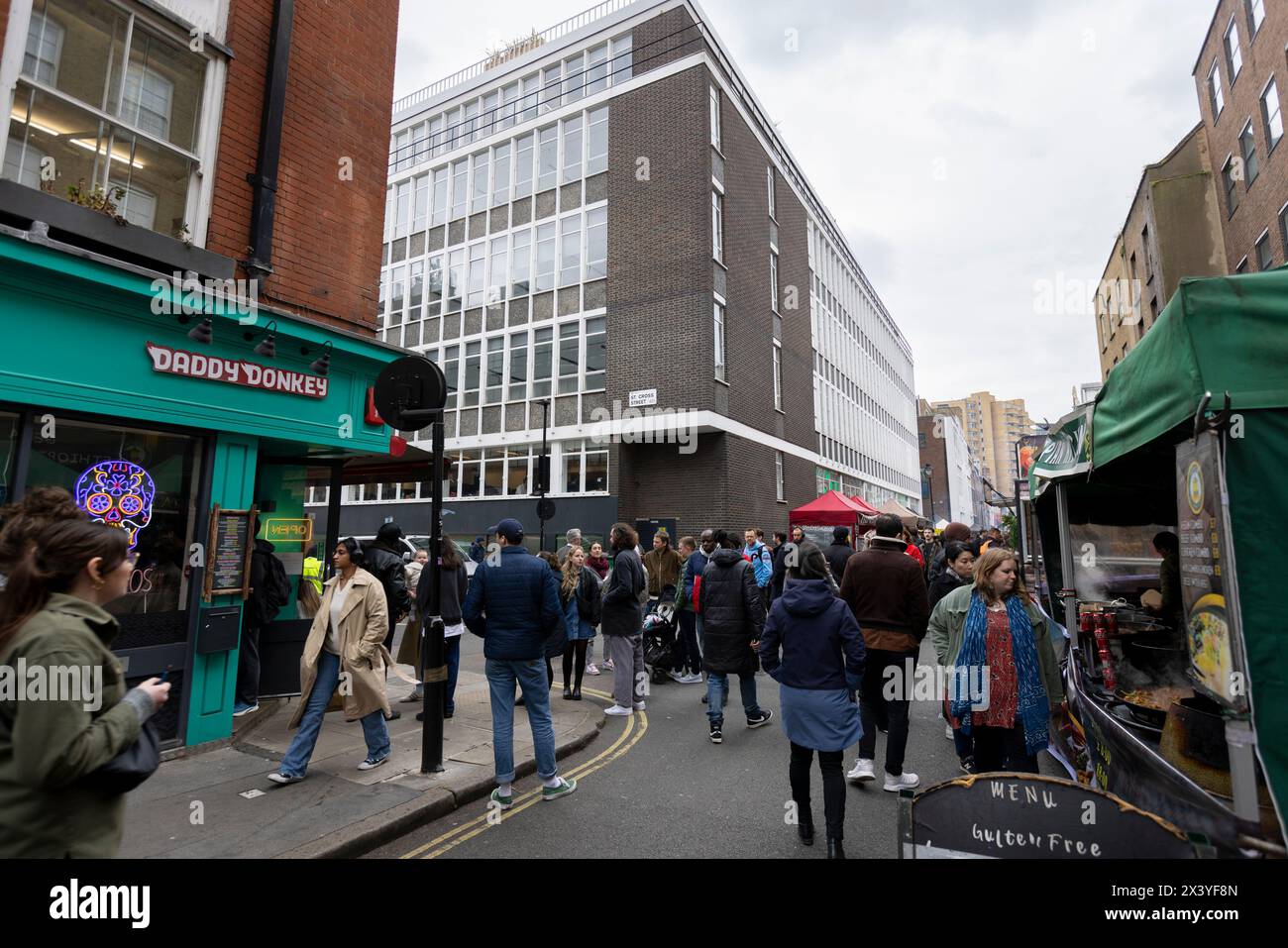 Leather Lane, a street in central London with many stalls offering ...