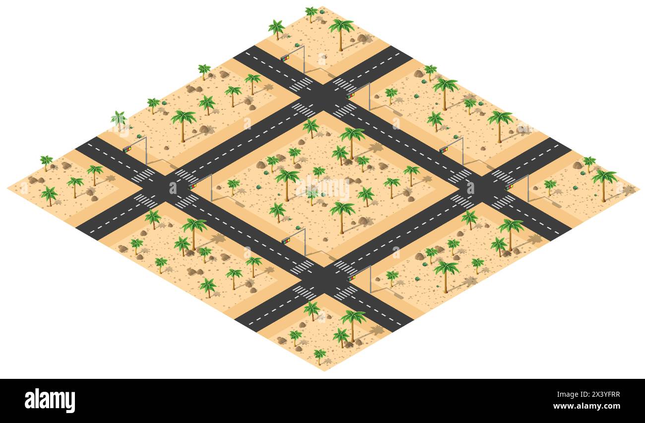 Isometric 3d illustration park trees forest nature elements white ...